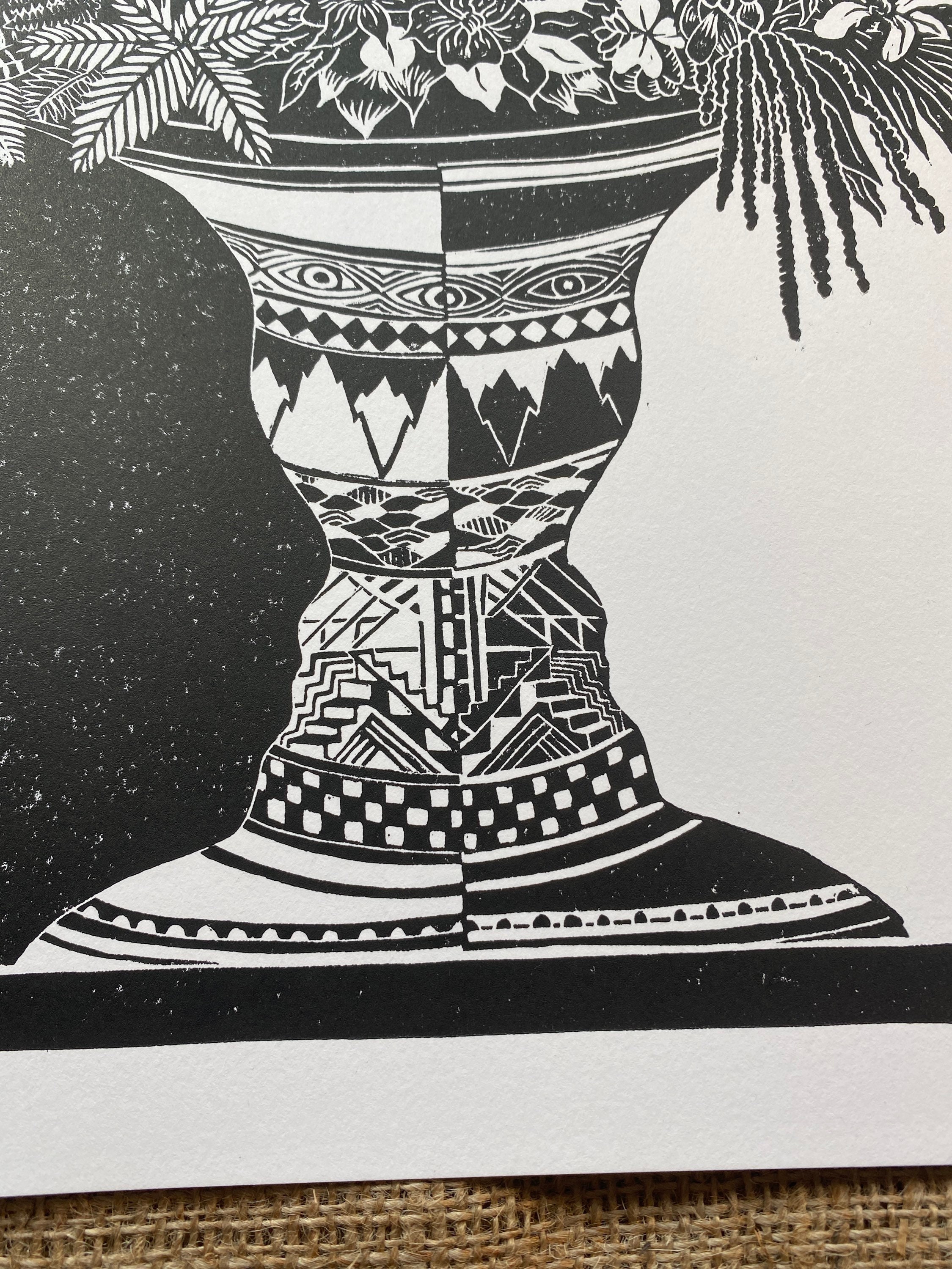 Self Reflection Vase of Flowers Lino Print Relating to Mental - Etsy