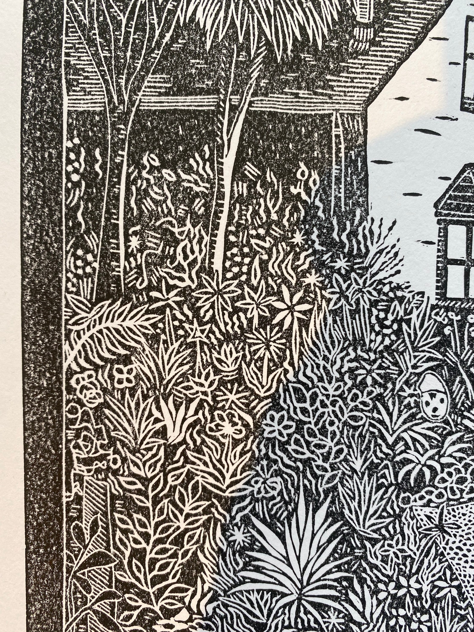 Cornish Cottage Linoprint, Original A3 Art Print. A Cottage in a ...