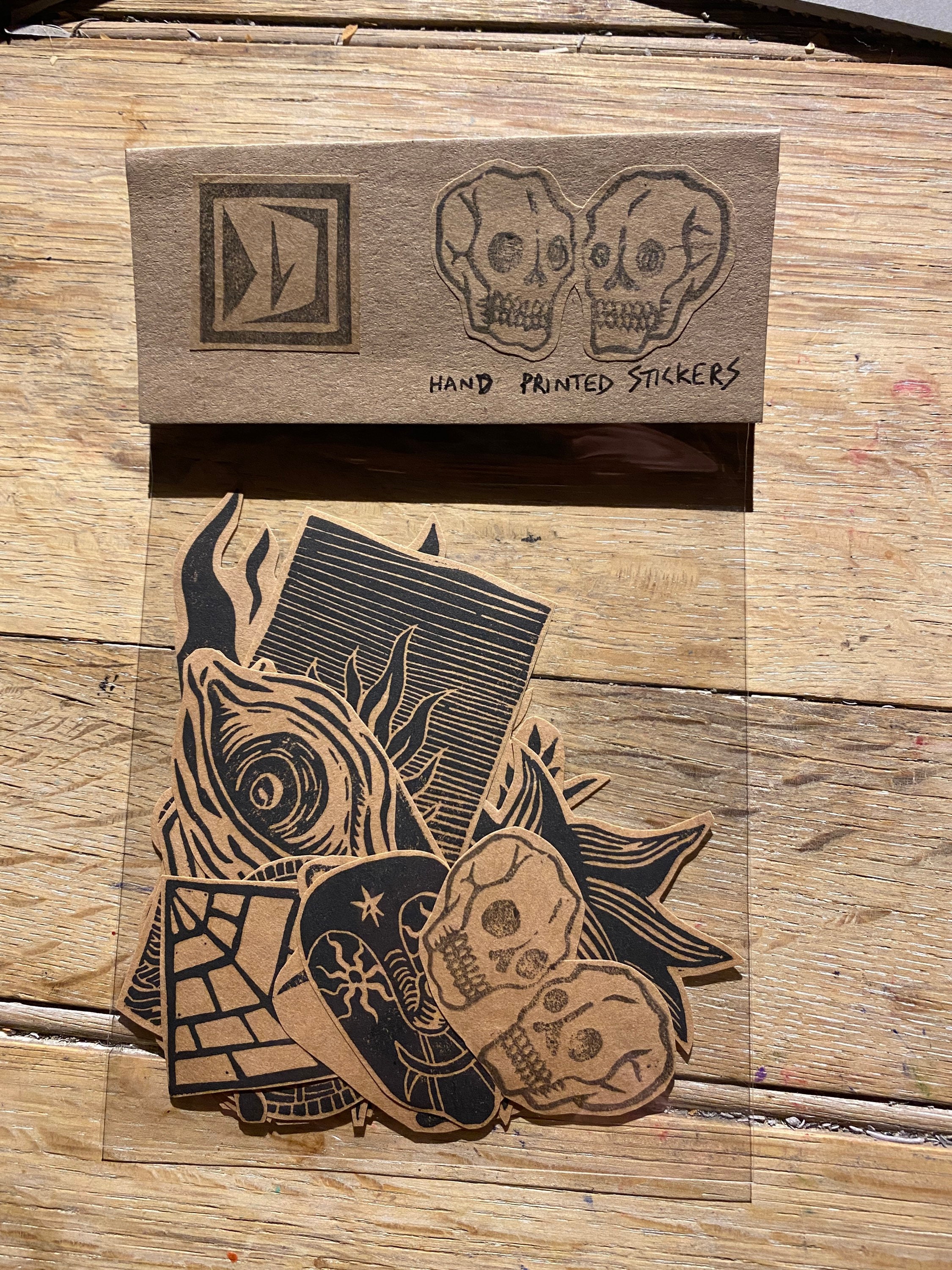 Lino Print Sticker Pack 24 Handprinted Linocut Stickers on - Etsy