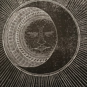 Large Sun and Moon Lino Print, Original Art Print. Black & White ...
