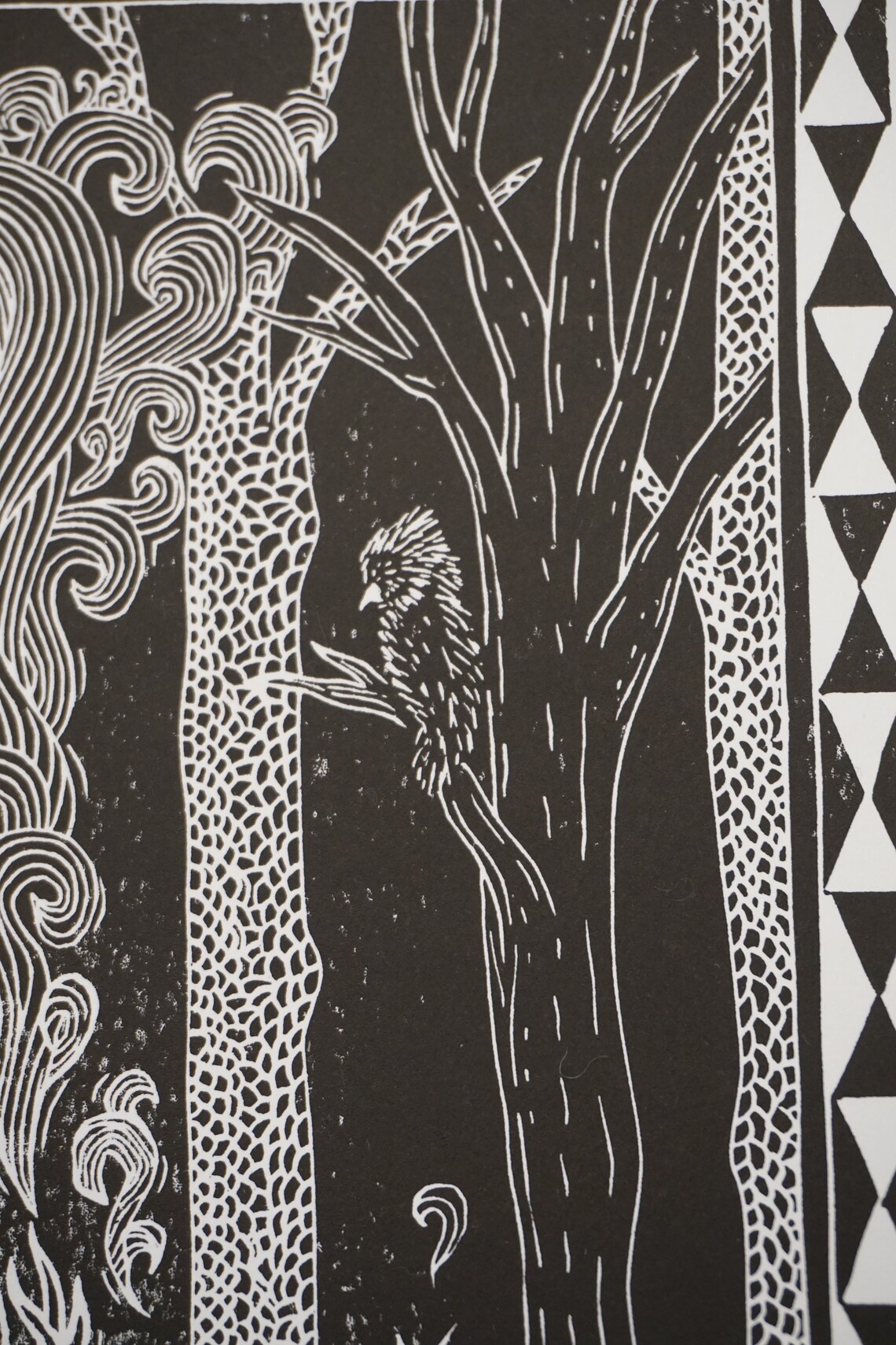 Woodland Camp Fire Lino Print Handmade Linocut Original Art - Etsy UK