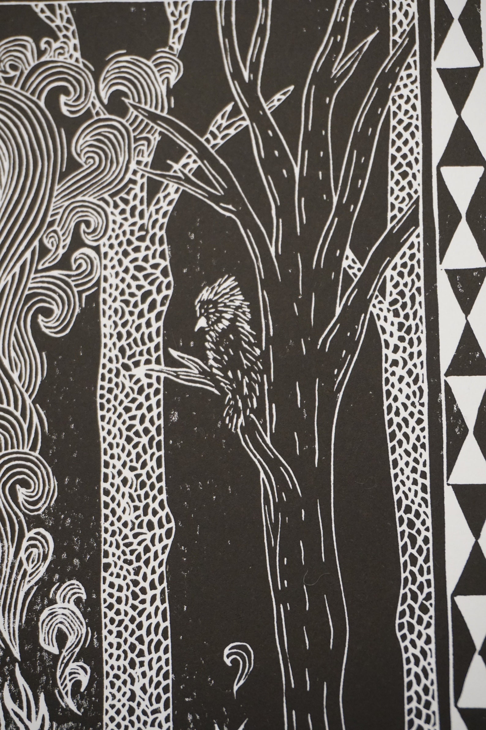 Woodland Camp Fire Lino Print, Handmade Linocut Original Art Print ...