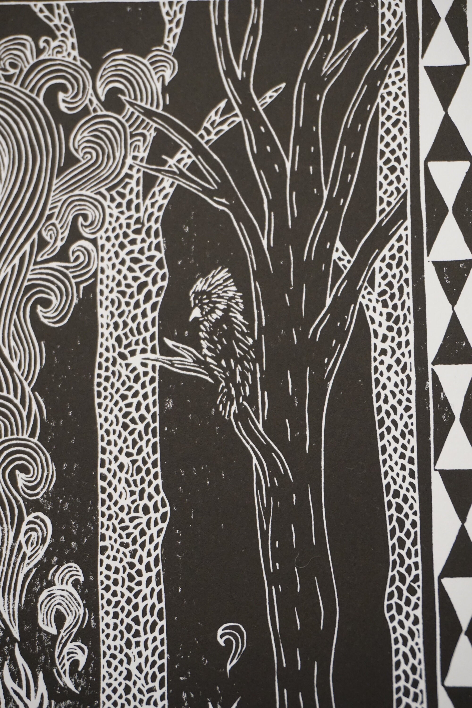 Woodland Camp Fire Lino Print Handmade Linocut Original Art | Etsy UK