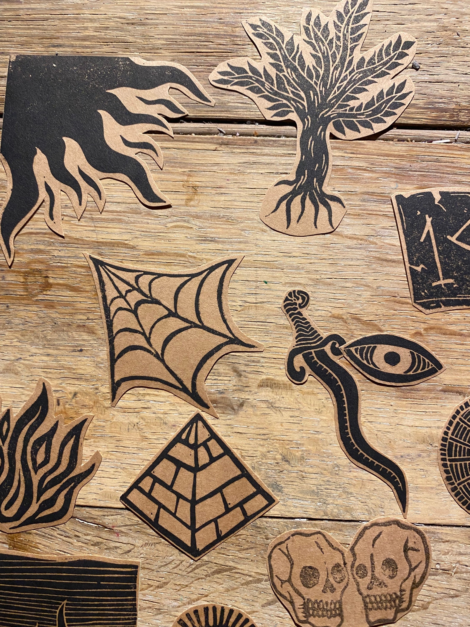 Lino Print Sticker Pack 24 Handprinted Linocut Stickers on - Etsy