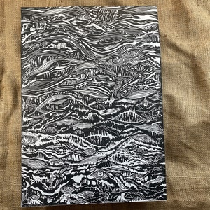 Abstract Sea of Eyes Lino Print. Large Hand Made Linocut Art Print ...