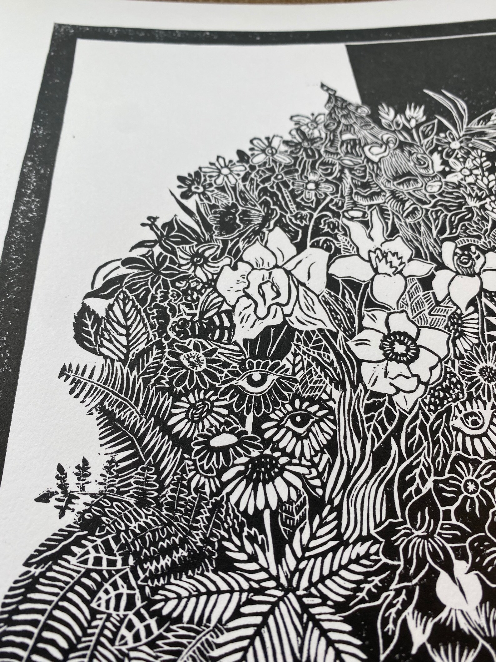 Self Reflection Vase of Flowers Lino Print Relating to Mental - Etsy