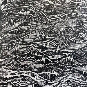 Abstract Sea of Eyes Lino Print. Large Hand Made Linocut Art Print ...