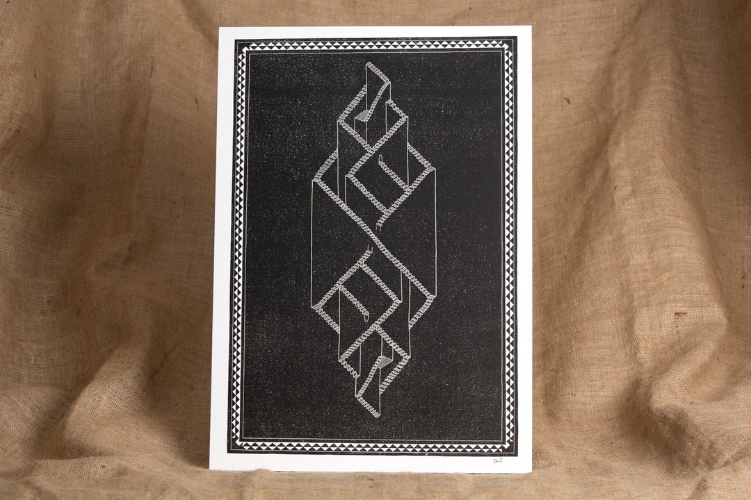Never Ending Stairs Lino Print. Handmade and Hand Printed Linocut by ...