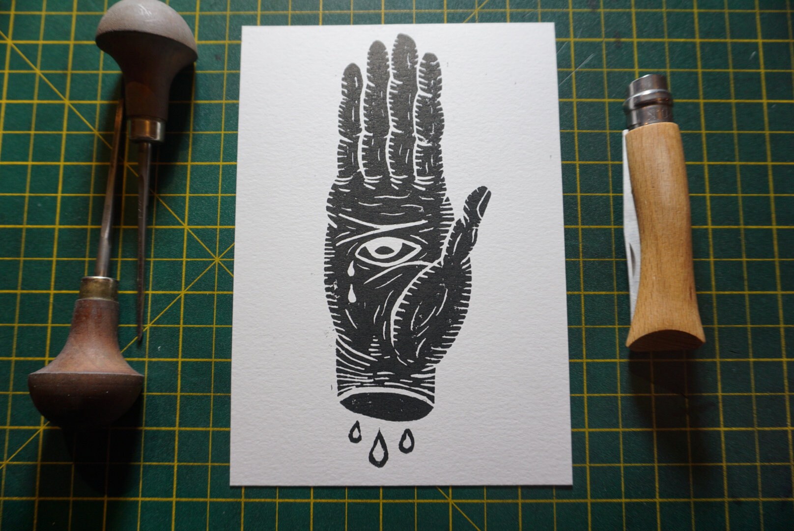 Hand With Eye Linocut Print. Original Print - Hand of Hamsa/ Fatima - 8 ...