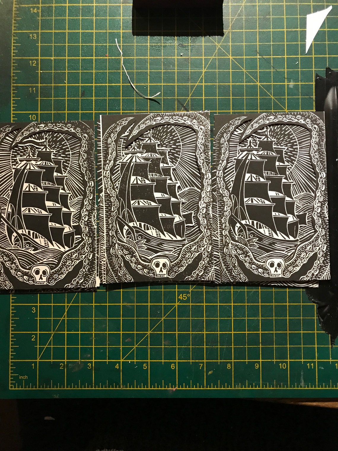 Lino Print Ship Shadow Box. Original Linocut Print Framed Art - Etsy