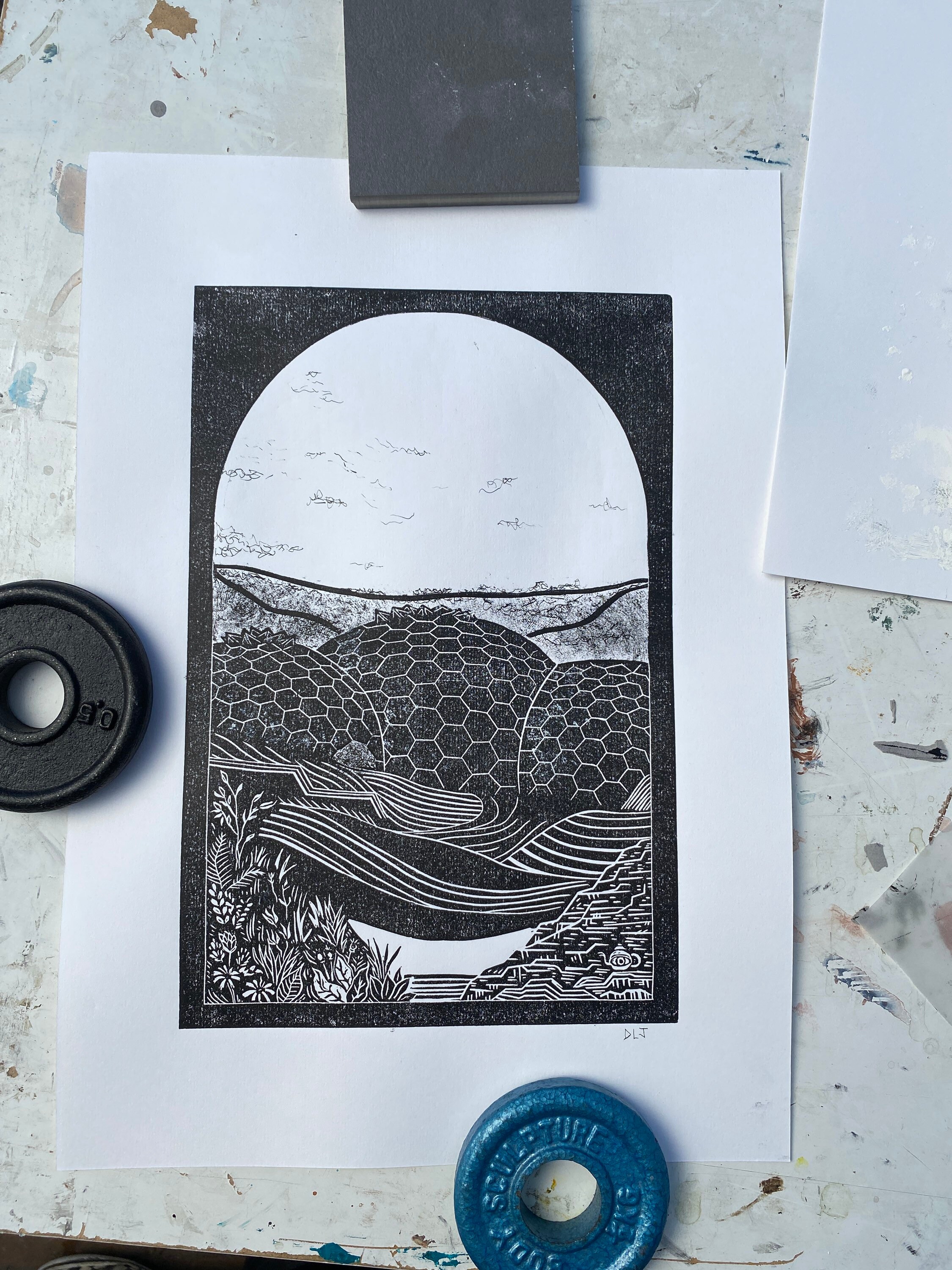 City Chinese Landscape Lino Print Hong Kong Lino Print Handmade Lino ...