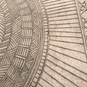 Large Sun and Moon Lino Print, Original Art Print. Black & White ...