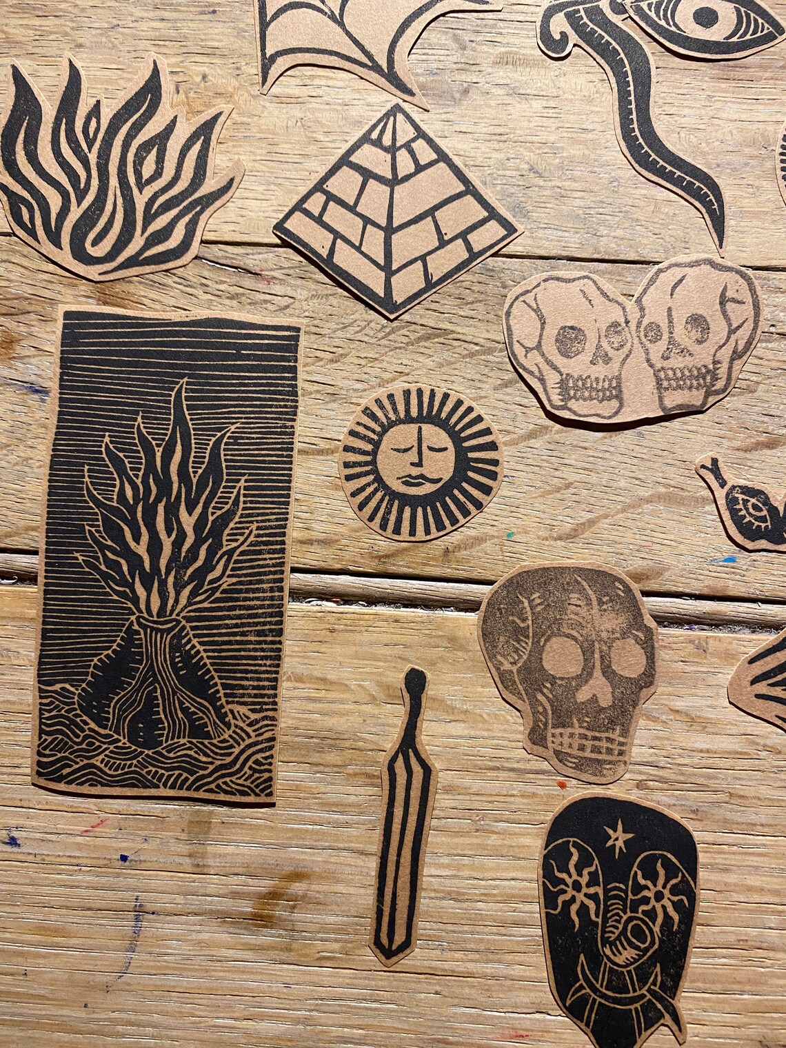 Lino Print Sticker Pack 24 Handprinted Linocut Stickers on - Etsy