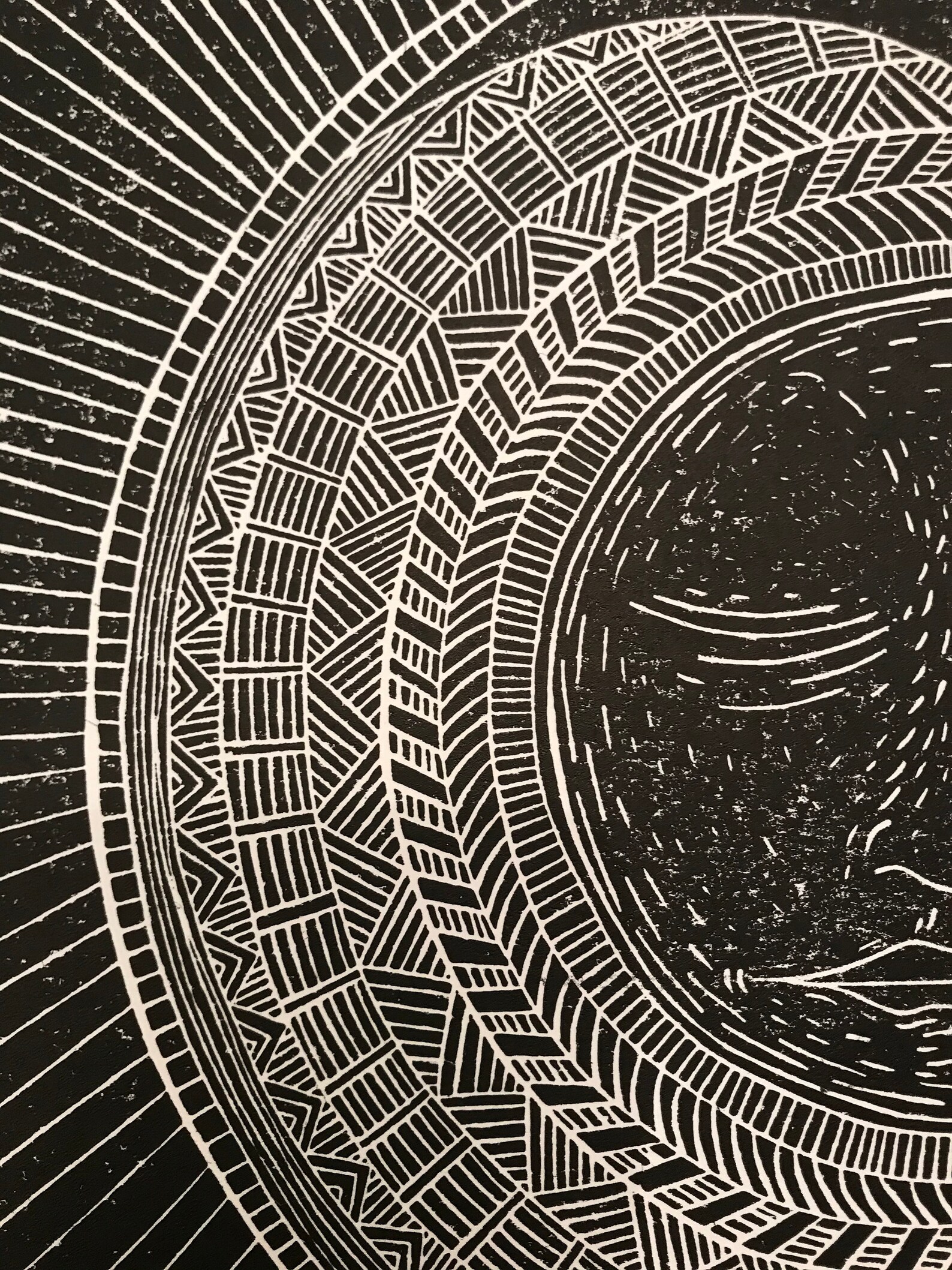 Large Sun and Moon Lino Print Original Art Print. Black & - Etsy