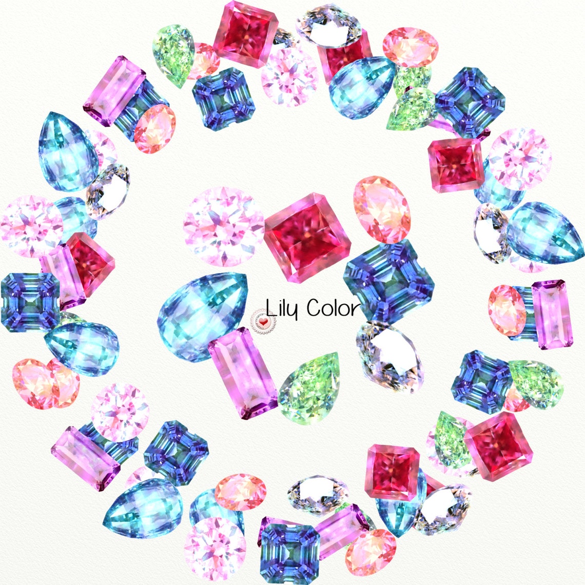 Gemstones /8 Hand Painted Gemstones Clipart-2 Banners 1 - Etsy