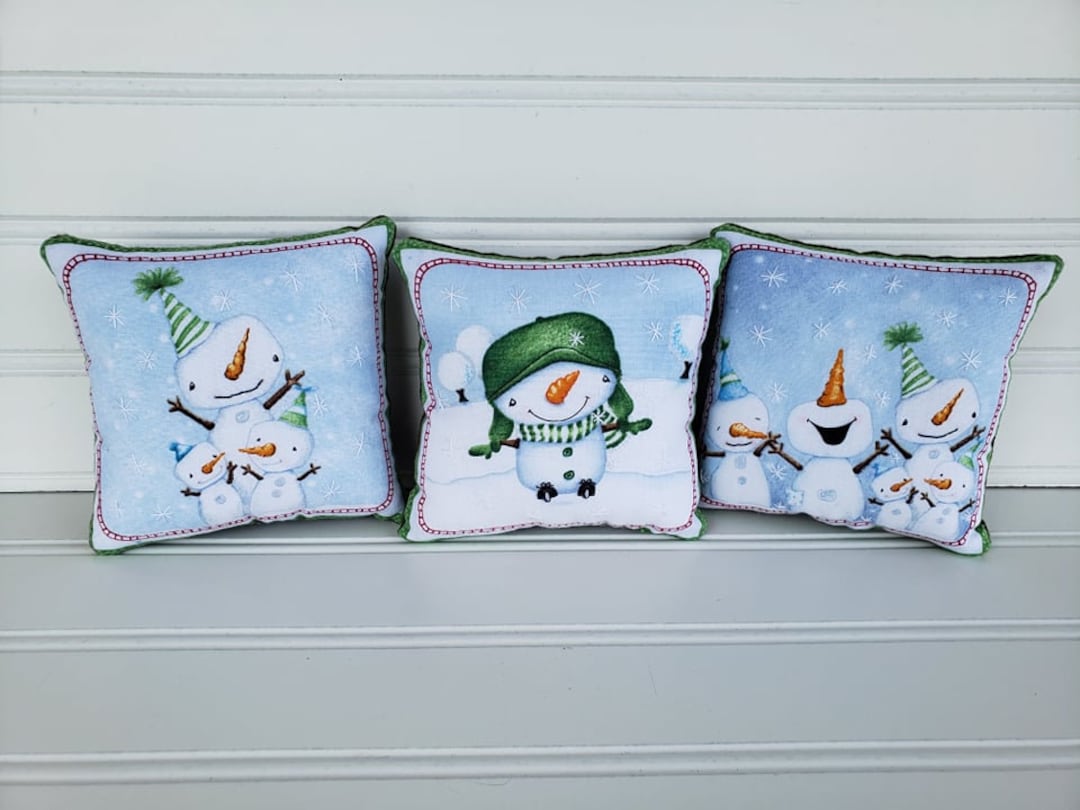 Primitive Christmas Snowman Pillow - Winter Snowman Decoration ...