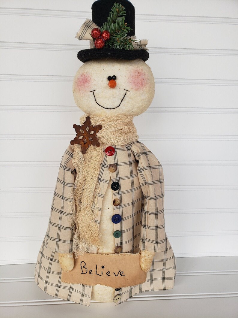 Primitive Christmas Snowman Sewing Pattern: 'believe' E-pattern - Etsy