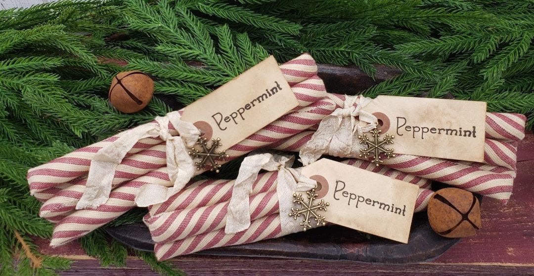 Vintage Fabric Peppermint Sticks - Christmas Candy Tiered Tray Decor ...