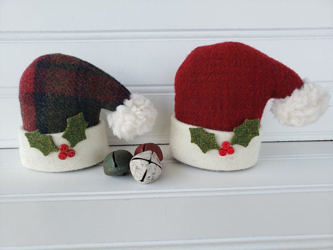 Wool Santa Hat - Santa Claus Hat - Christmas Kris Kringle Hat - Wool ...