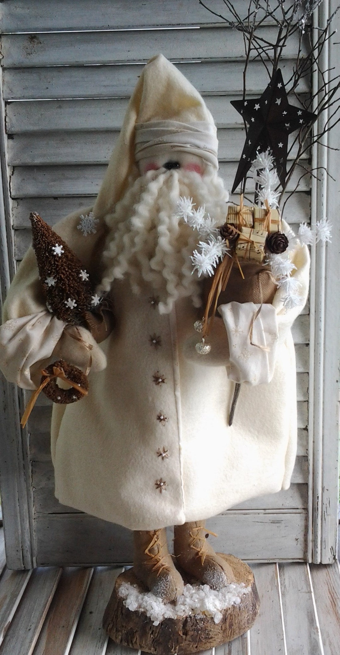 Primitive Santa Pattern - Christmas Old Fashion Santa E Pattern - DIY ...