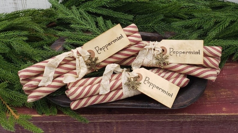 Vintage Fabric Peppermint Sticks - Christmas Candy Tiered Tray Decor ...