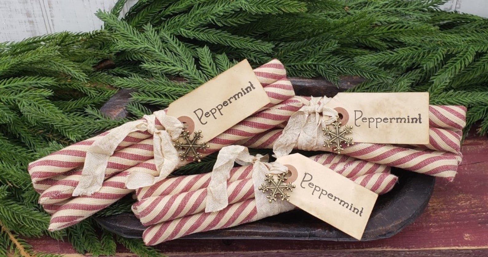 Vintage Fabric Peppermint Sticks - Christmas Candy Tiered Tray Decor ...