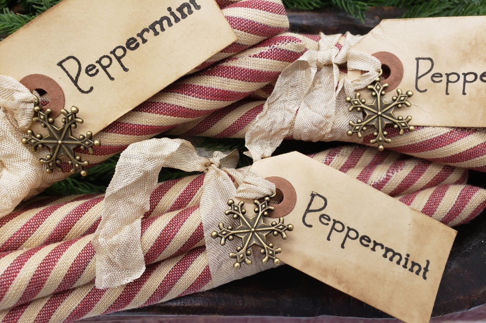 Vintage Fabric Peppermint Sticks - Christmas Candy Tiered Tray Decor ...