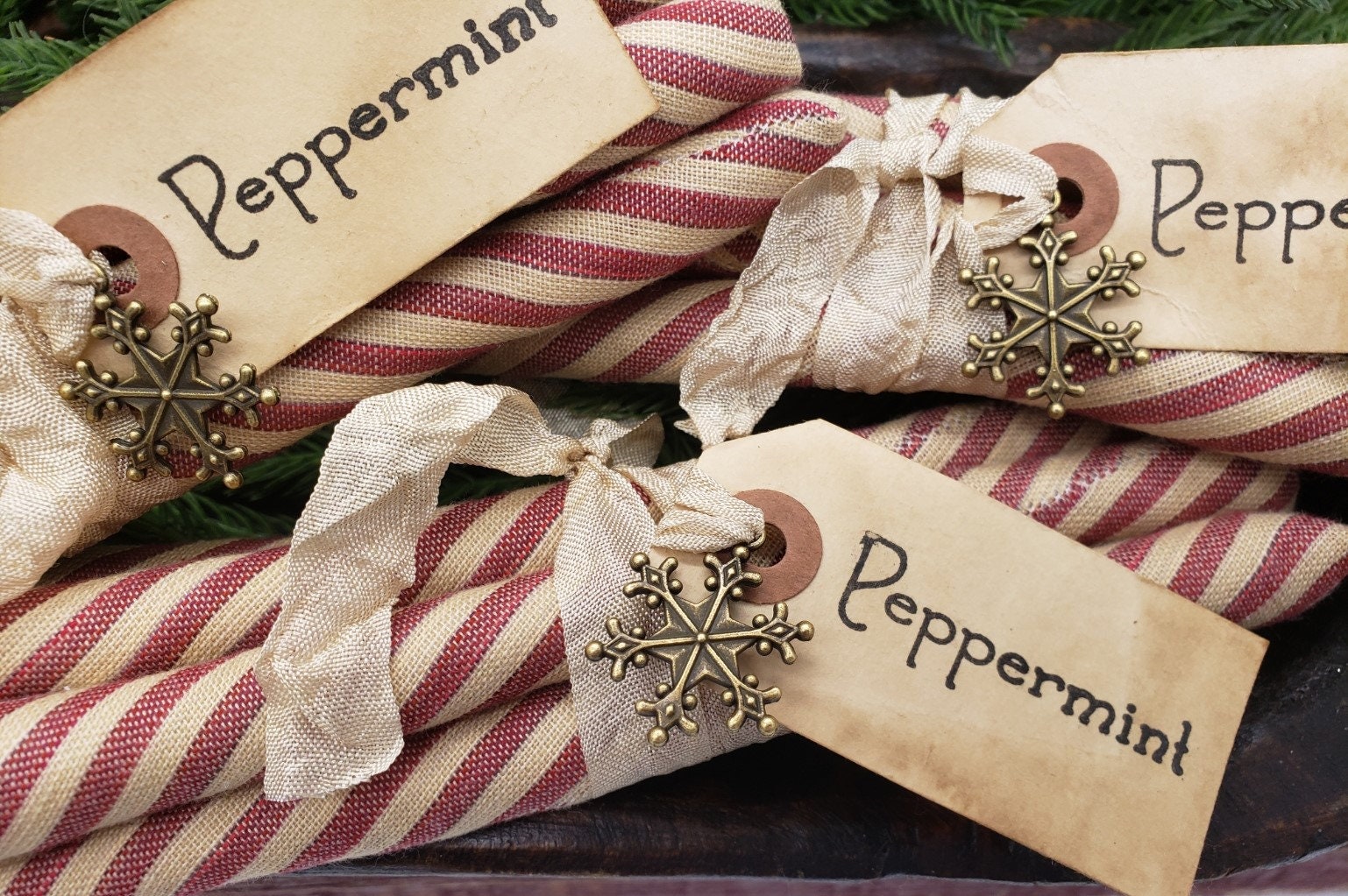 Vintage Fabric Peppermint Sticks - Christmas Candy Tiered Tray Decor ...