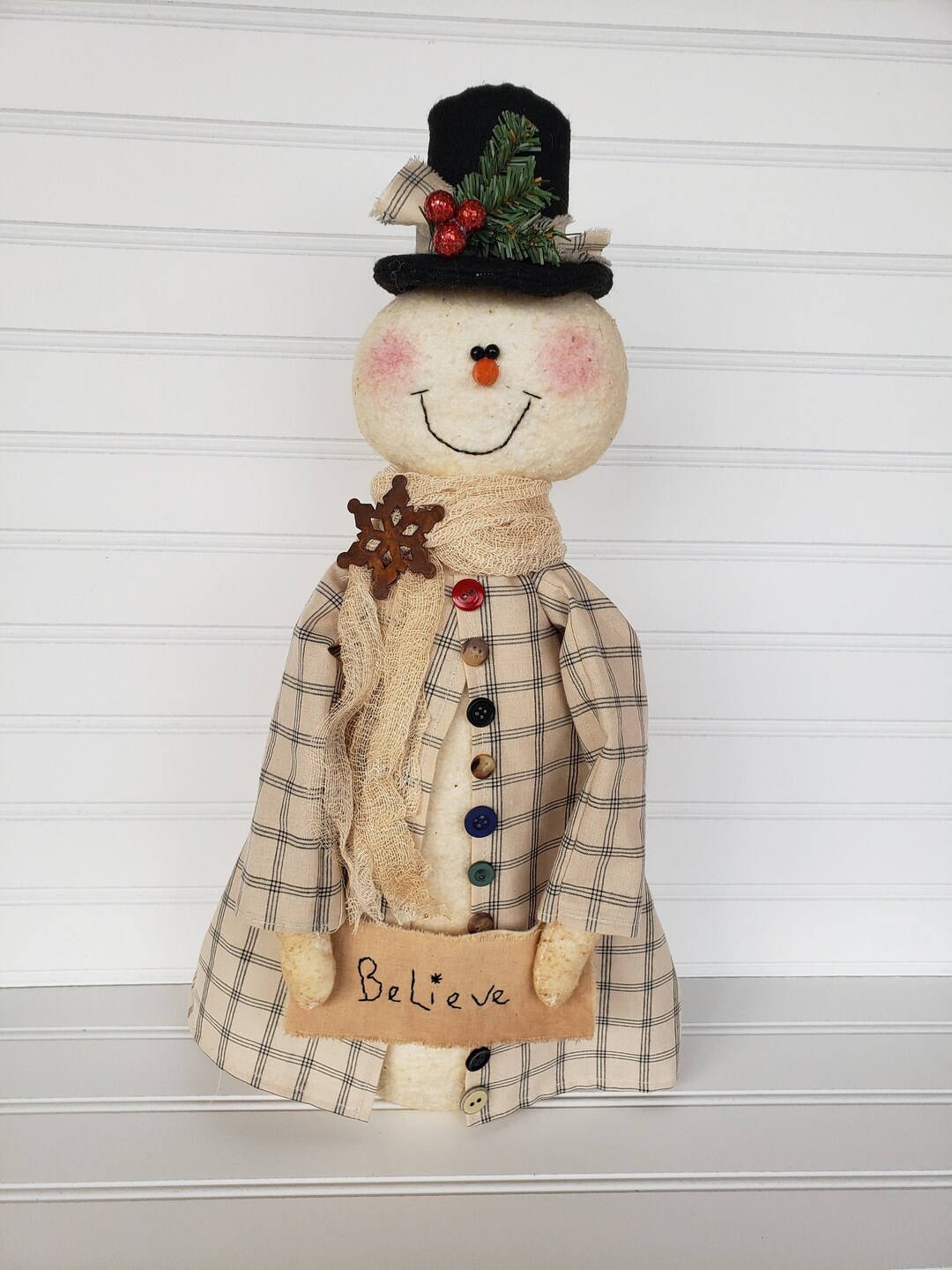 Primitive Christmas Snowman Sewing Pattern: 'believe' E-pattern - Etsy