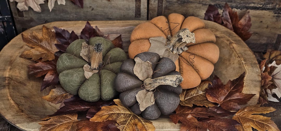 Primitive Fall Pumpkin Set – Rustic Farmhouse Autumn Decor – Tiered ...
