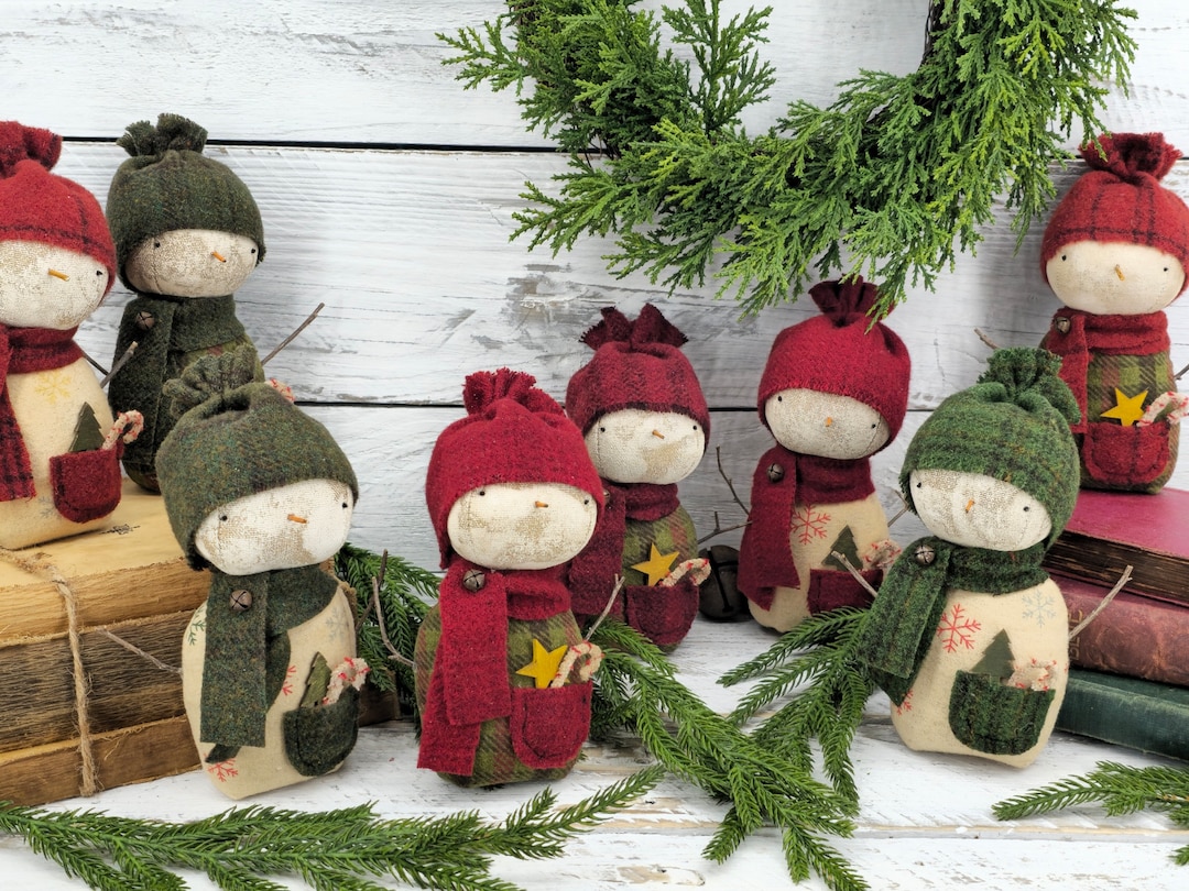 Primitive Snowman Home Decor - Winter Folkart Snowman - Tiered Tray ...