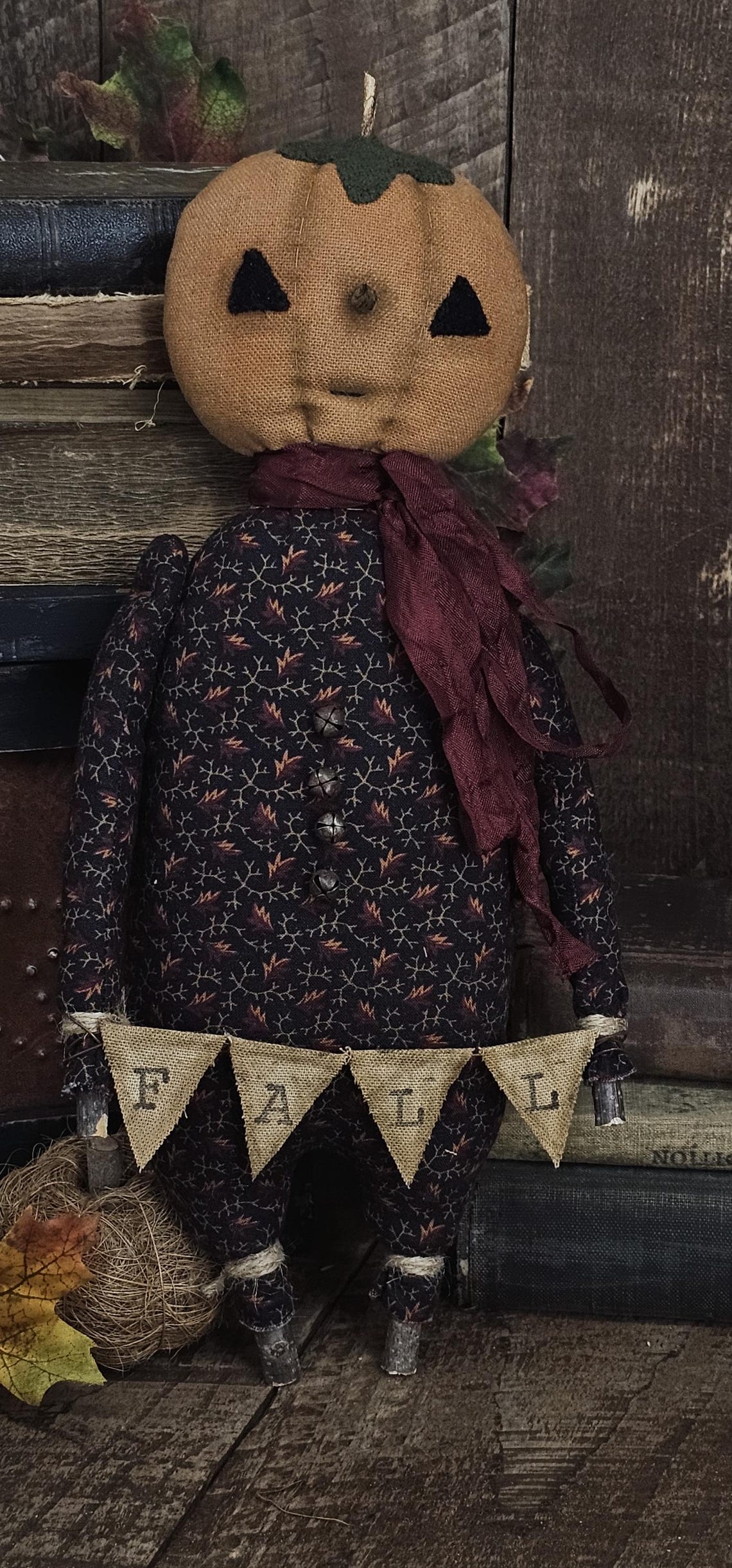 Primitive Pumpkin Peg Doll Fall Home Decor - Rustic Fall Farmhouse ...