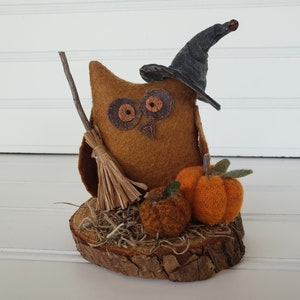 Fall Owl Shelf Sitter - Autumn Wool Owl - Halloween Owl Accent ...