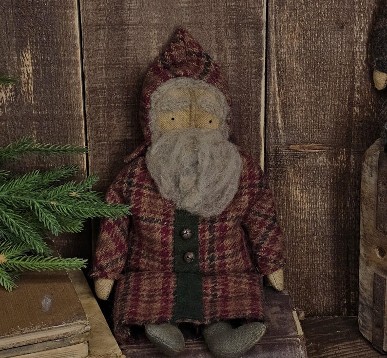 Primitive Wool Santa Claus – Rustic Christmas Tiered Tray Décor ...