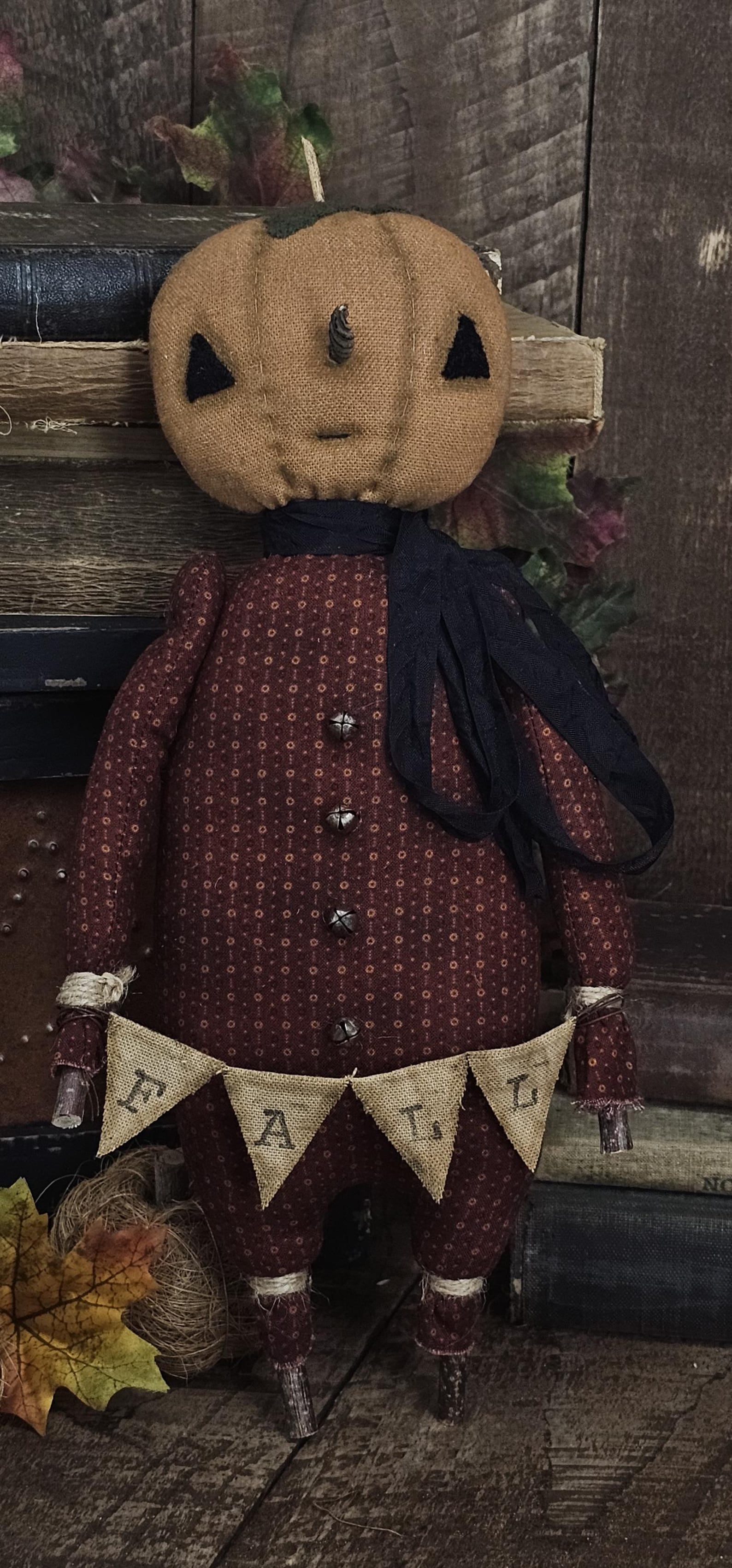 Primitive Pumpkin Peg Doll Fall Home Decor - Rustic Fall Farmhouse ...