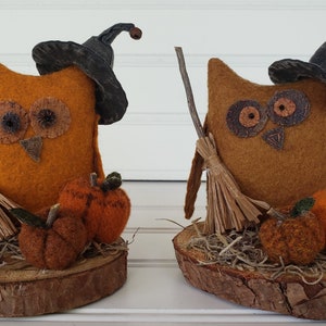 Fall Owl Shelf Sitter - Autumn Wool Owl - Halloween Owl Accent ...