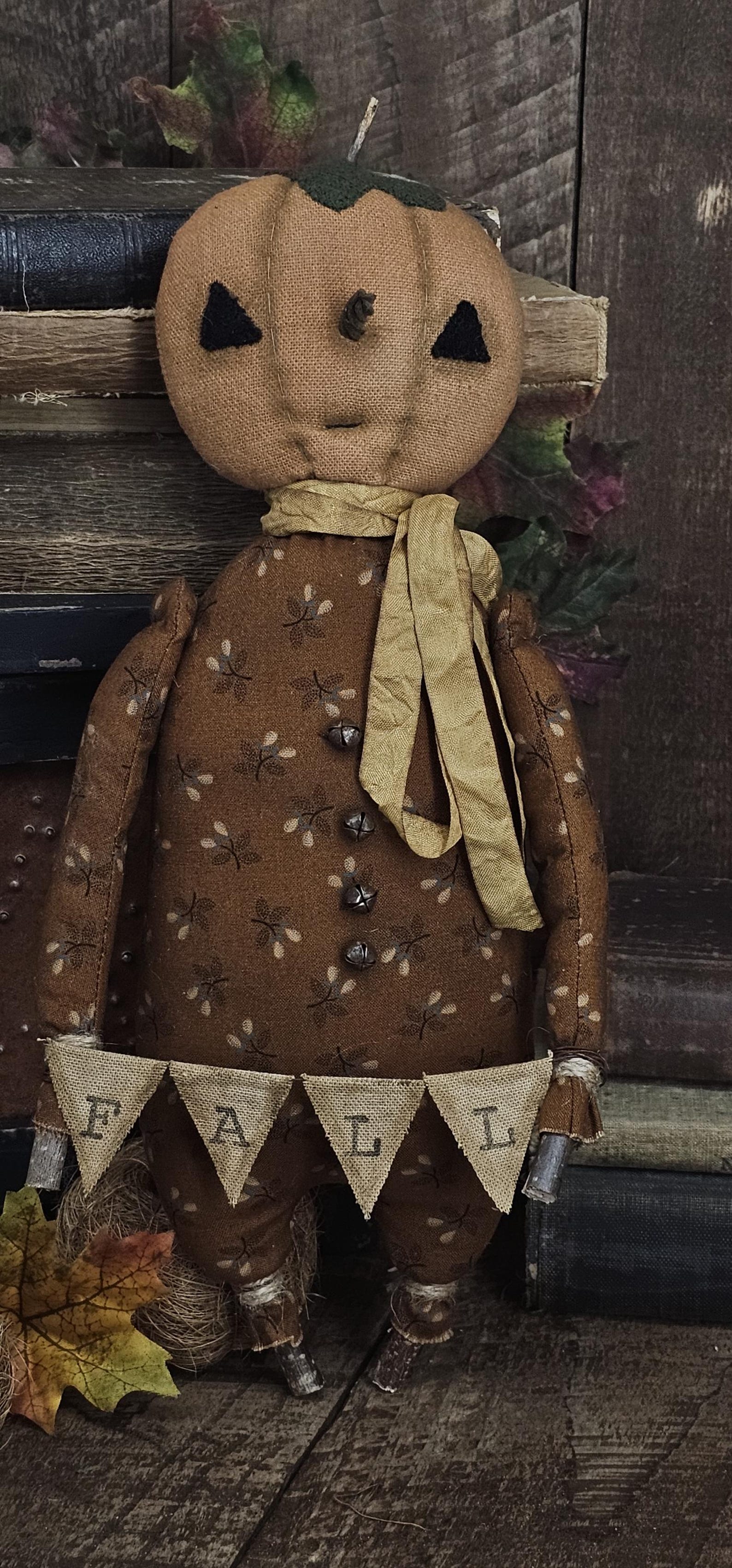 Primitive Pumpkin Peg Doll Fall Home Decor - Rustic Fall Farmhouse ...