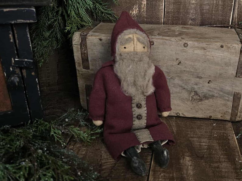 Primitive Wool Santa Claus – Rustic Christmas Tiered Tray Décor ...