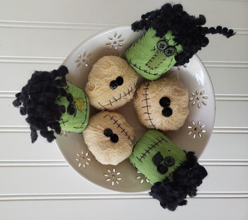 Frankenstein & Mummy Bowl Filler Halloween Home Décor - Etsy