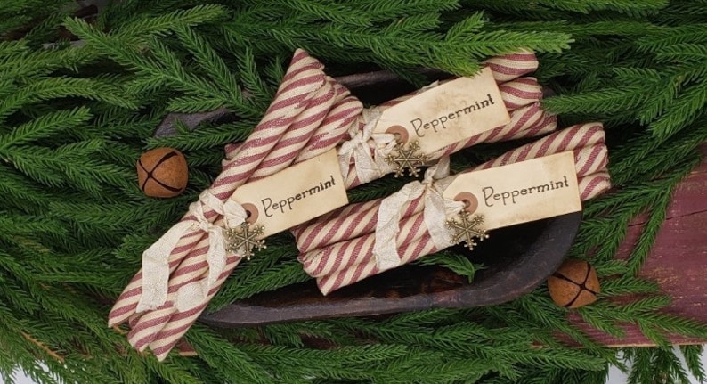 Vintage Fabric Peppermint Sticks - Christmas Candy Tiered Tray Decor ...