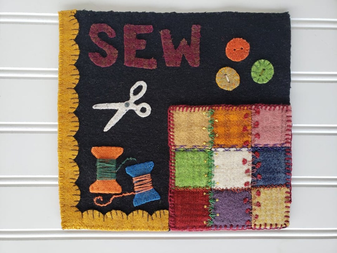 Applique Pattern - Wool Applique Mug Rug E Pattern - Sewing Room ...