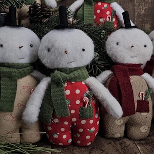 Primitive Snowman - Winter Folk Art Snowmen - Tiered Tray Snowman Home ...