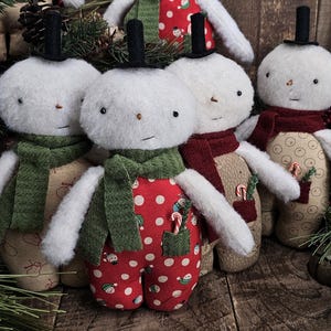 Primitive Snowman - Winter Folk Art Snowmen - Tiered Tray Snowman Home ...