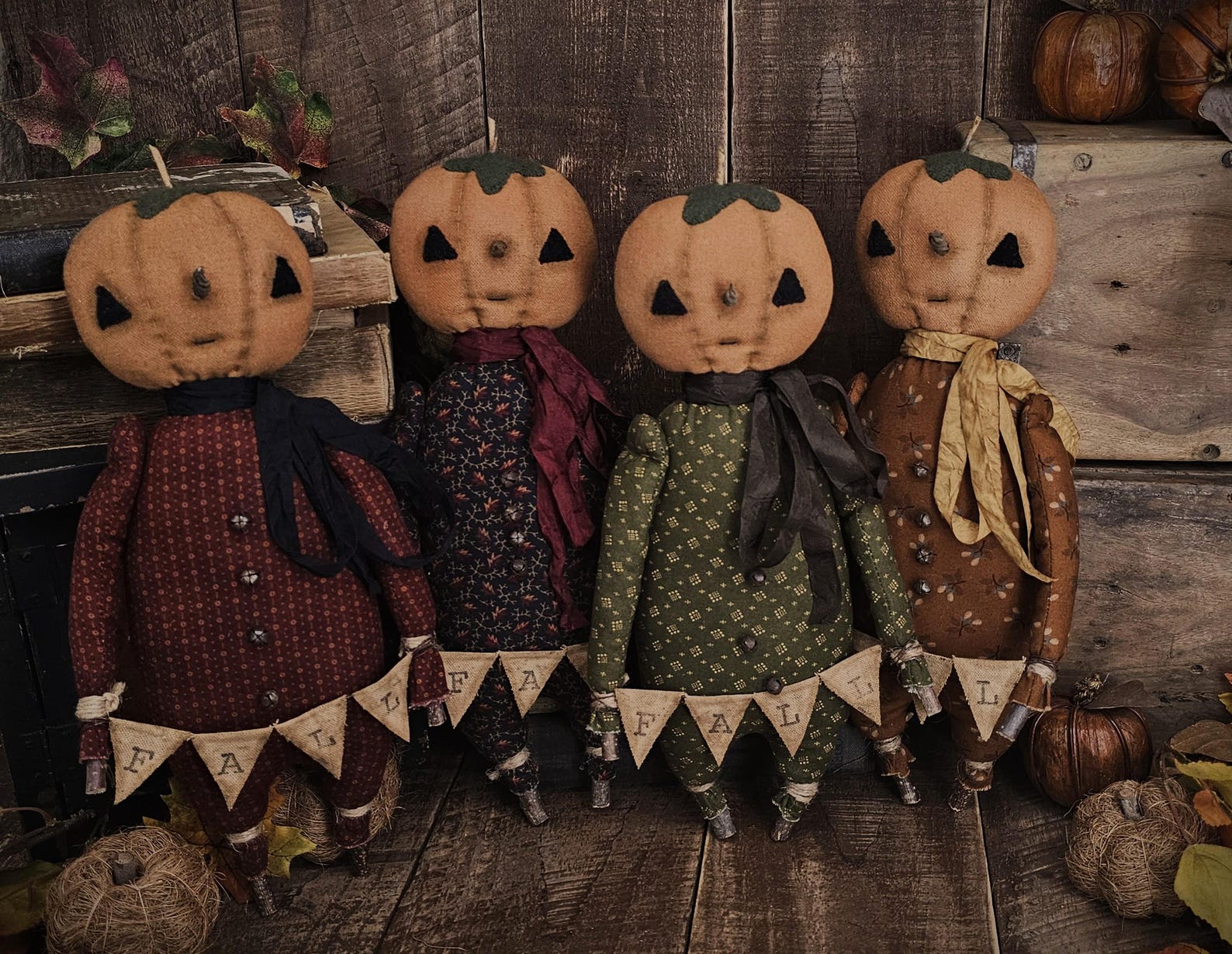 Primitive Pumpkin Peg Doll Fall Home Decor - Rustic Fall Farmhouse ...