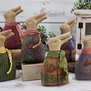 Folkart Wool Rabbit With Rusty Tulip - Primitive Spring Tiered Tray ...