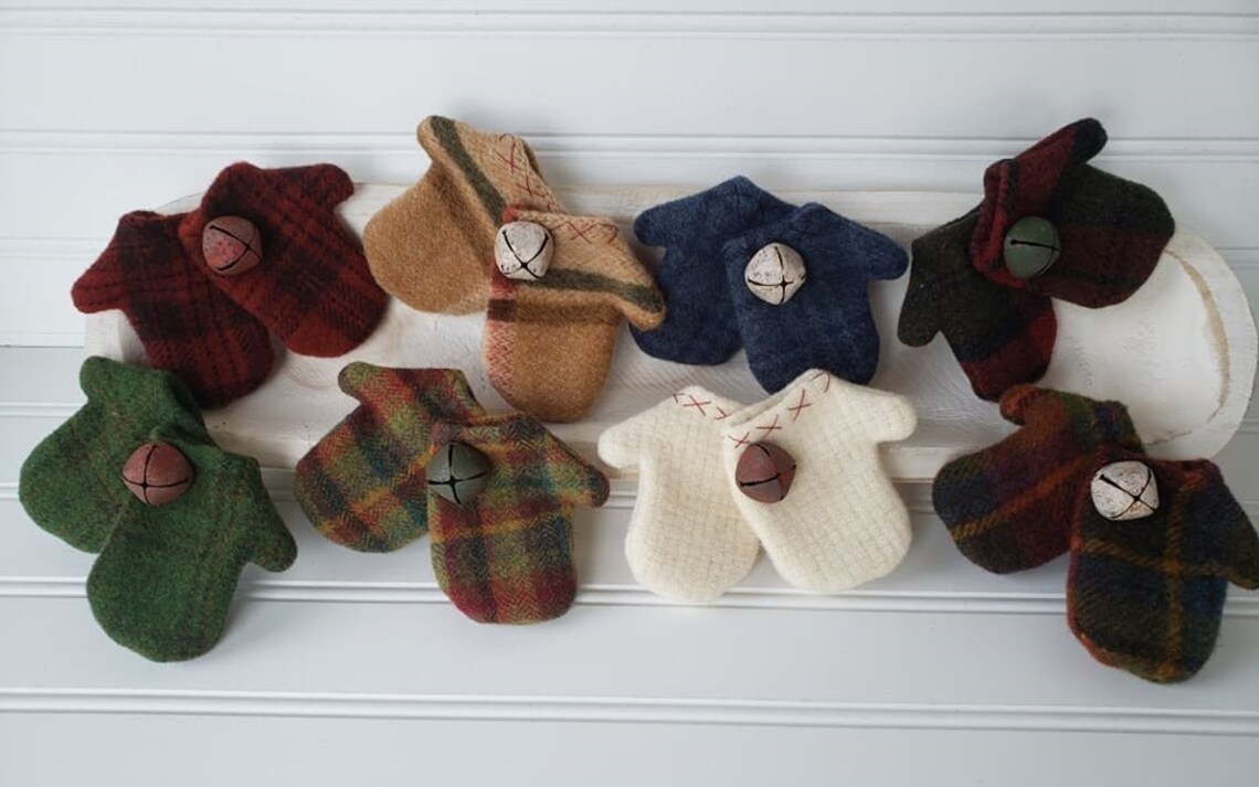 Wool Mittens Ornament Christmas Winter Mittens Wool Home - Etsy
