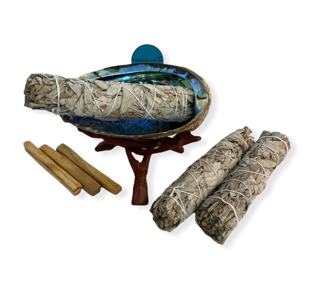 Nessastores- Large Size Premium Smudge Kit - Shell + Stand + Sage ...