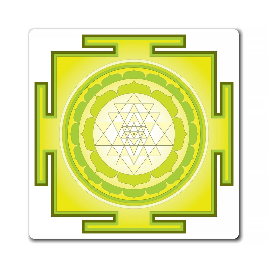 Sri Yantra Magnet - Green and Yellow - Sacred Geometry Graphic Print - Etsy
