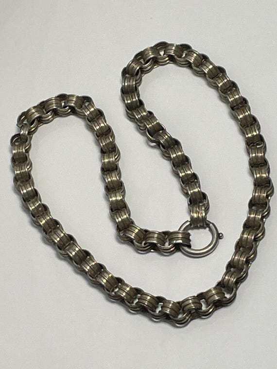 Antique Victorian Chunky Sterling Silver Collar / Boo… - Gem