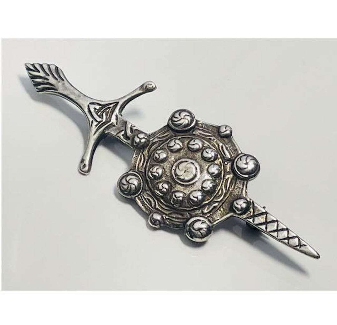 Vintage Sterling Silver 925 Celtic Sword & Shield Brooch, Fully ...